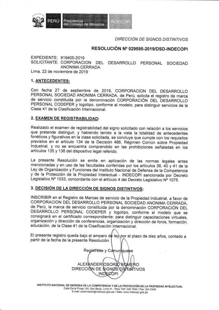 Indecopi – CODEPER